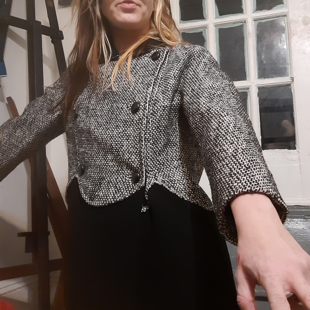 Mod 1960's Double Breasted Tweed Overcoat - Gem